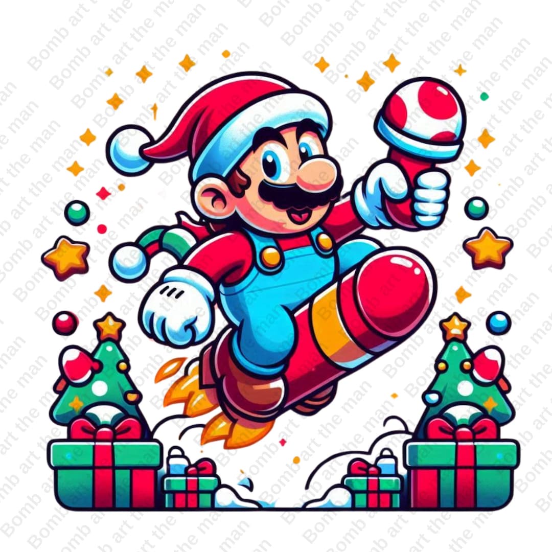 Super Mario Christmas Clipart, Super Mario Png, Merry Christmas Design ...