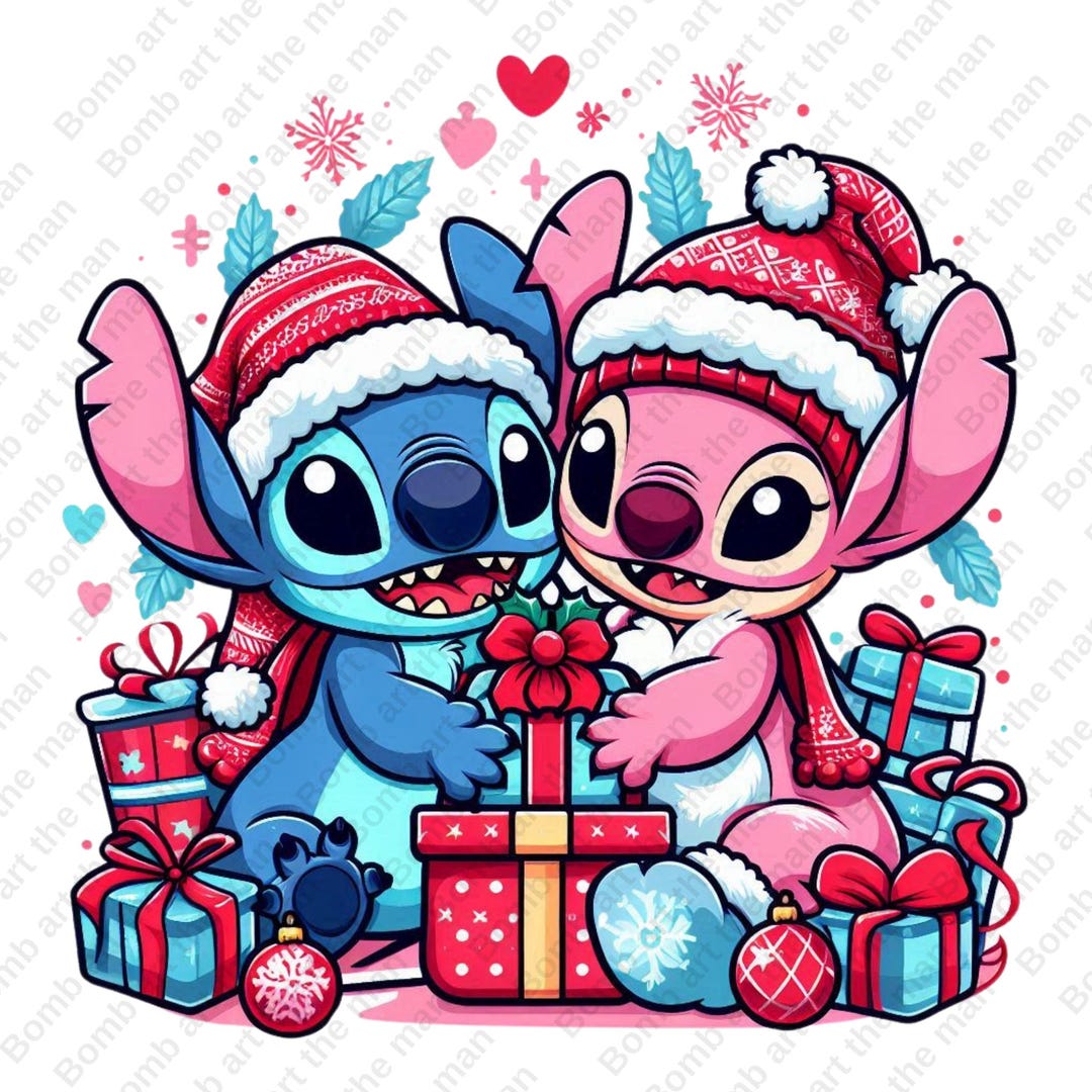 Stitch and angel christmas clipart, stitch and angel png, stitch love ...