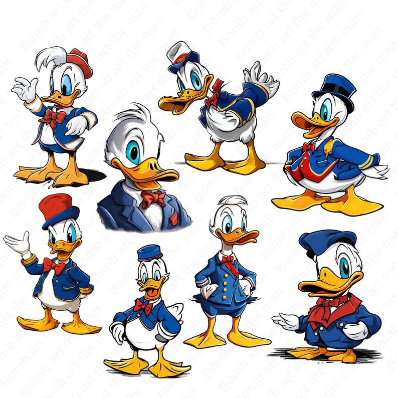 Donald Duck Clipart Set Donald Duck Png Bundle8 Pcs - Etsy