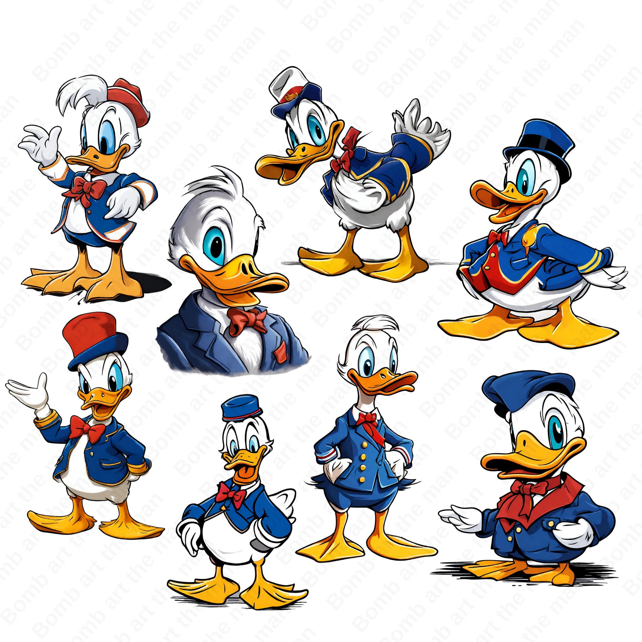 Donald Duck Clipart Set Donald Duck Png Bundle8 Pcs - Etsy