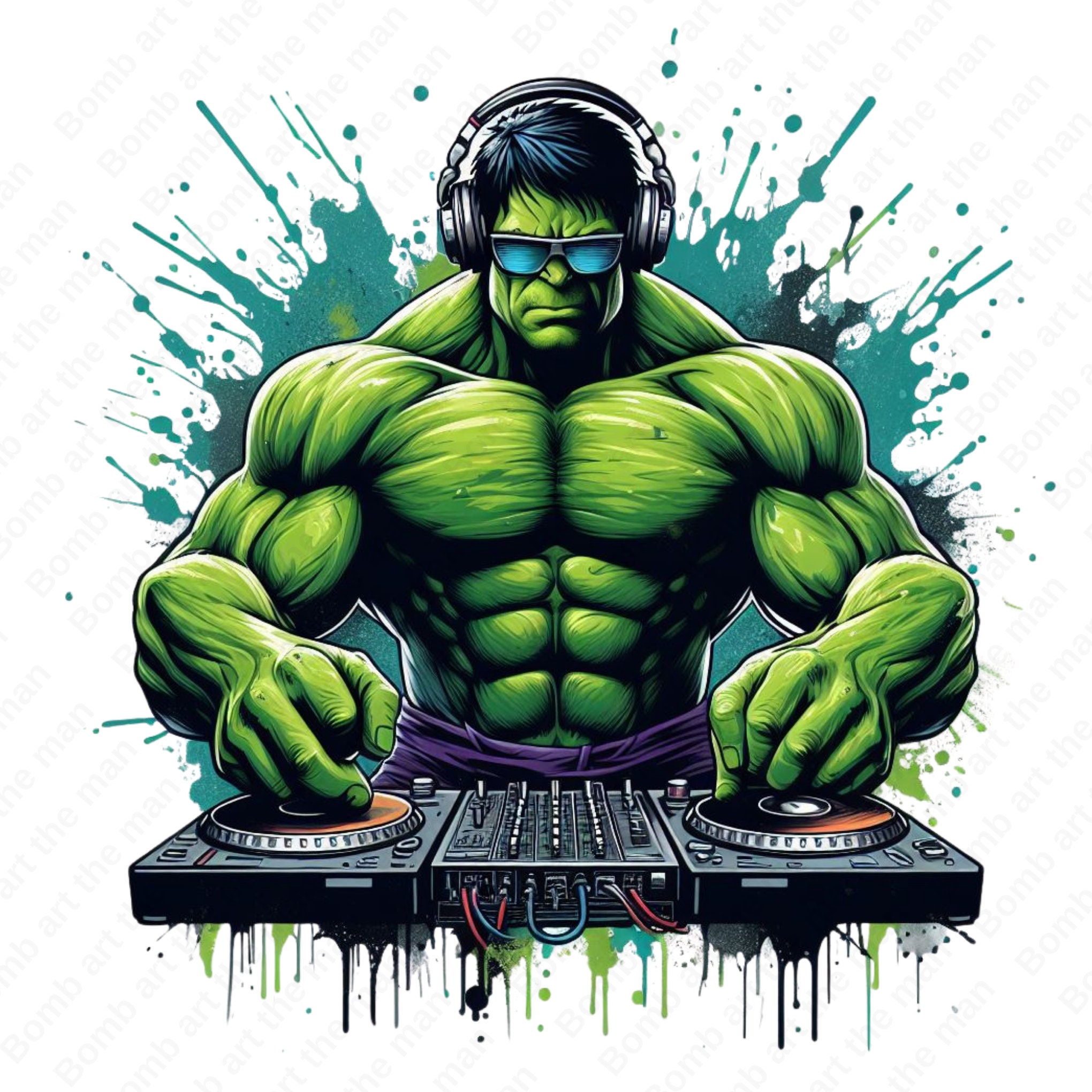 Hulk DJ Clipart, DJ Hulk Png, Super Hero Png, Hulk Splash Design ...