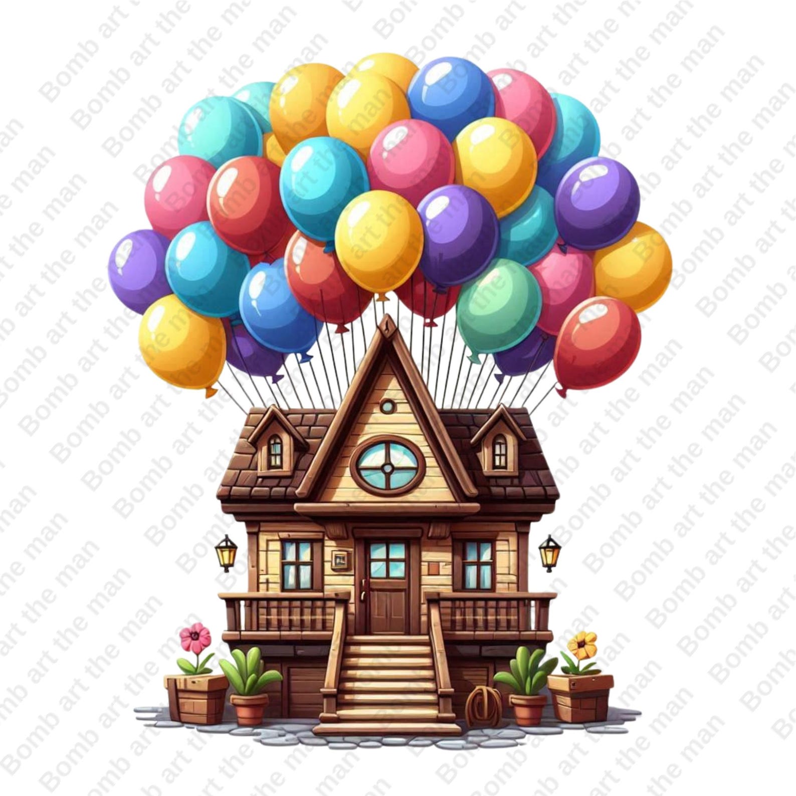 Up Png, Balloon House Clipart, Carl Fredrick Png, Watercolor Background ...