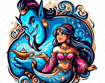 Aladdin and Princess Jasmine Watercolor Background, Cute Aladdin Jasmine Png, Princess Jasmine ...