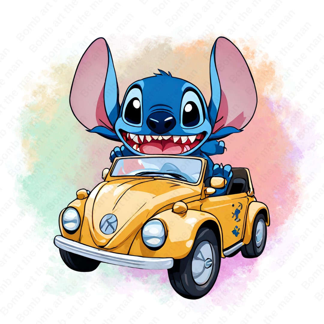 Driver Stitch Clipart, Cute Stitch Png, Watercolor Background, Instant ...