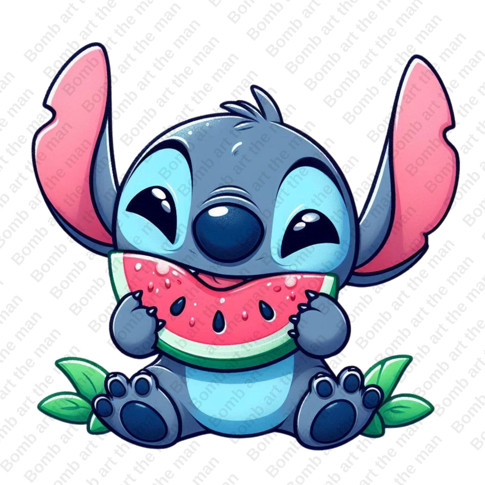 Stitch Funny Clipart, Stitch Eating Watermelon, Summer Clipart, Cute ...