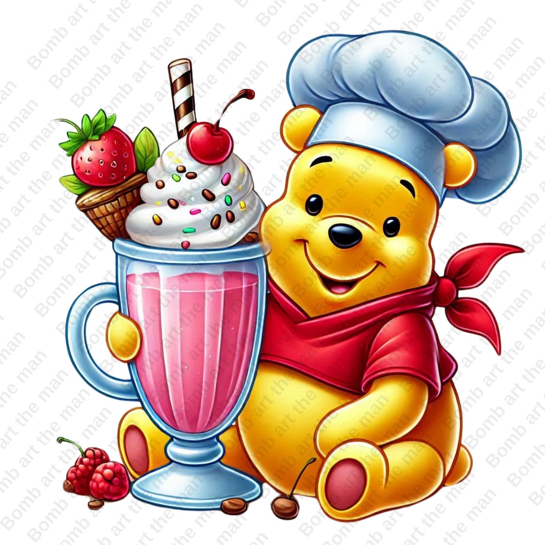 Winnie the Pooh Milkshake Clipart, Winnie the Pooh Kitchen Png, Cute ...