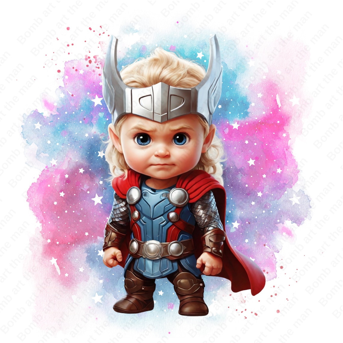 Baby Thor Clipart, Cute Thor Png, Super Hero Clipart, Watercolor ...