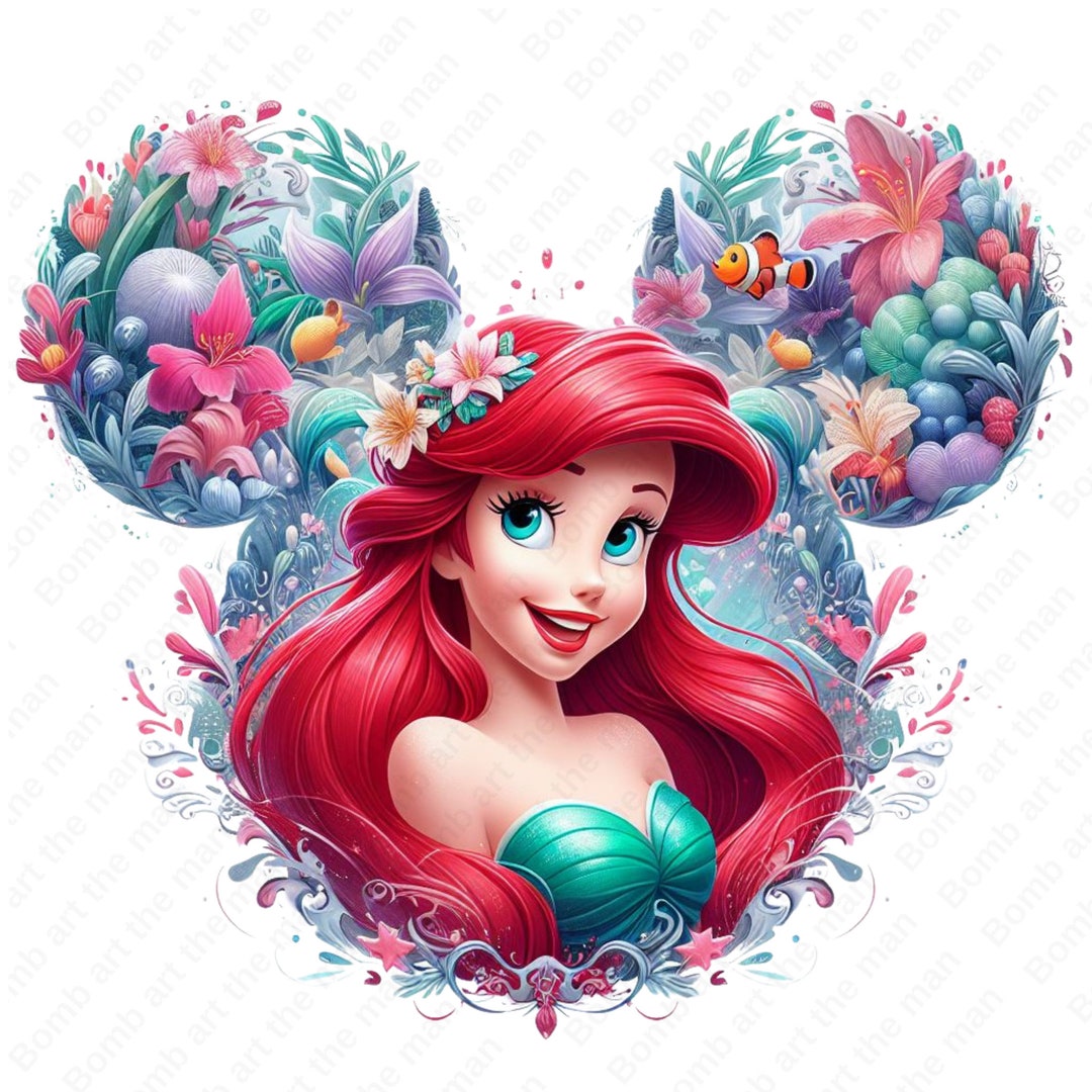 The Little Mermaid Clipart, Princess Ariel Png, Mouse Ear Design ...