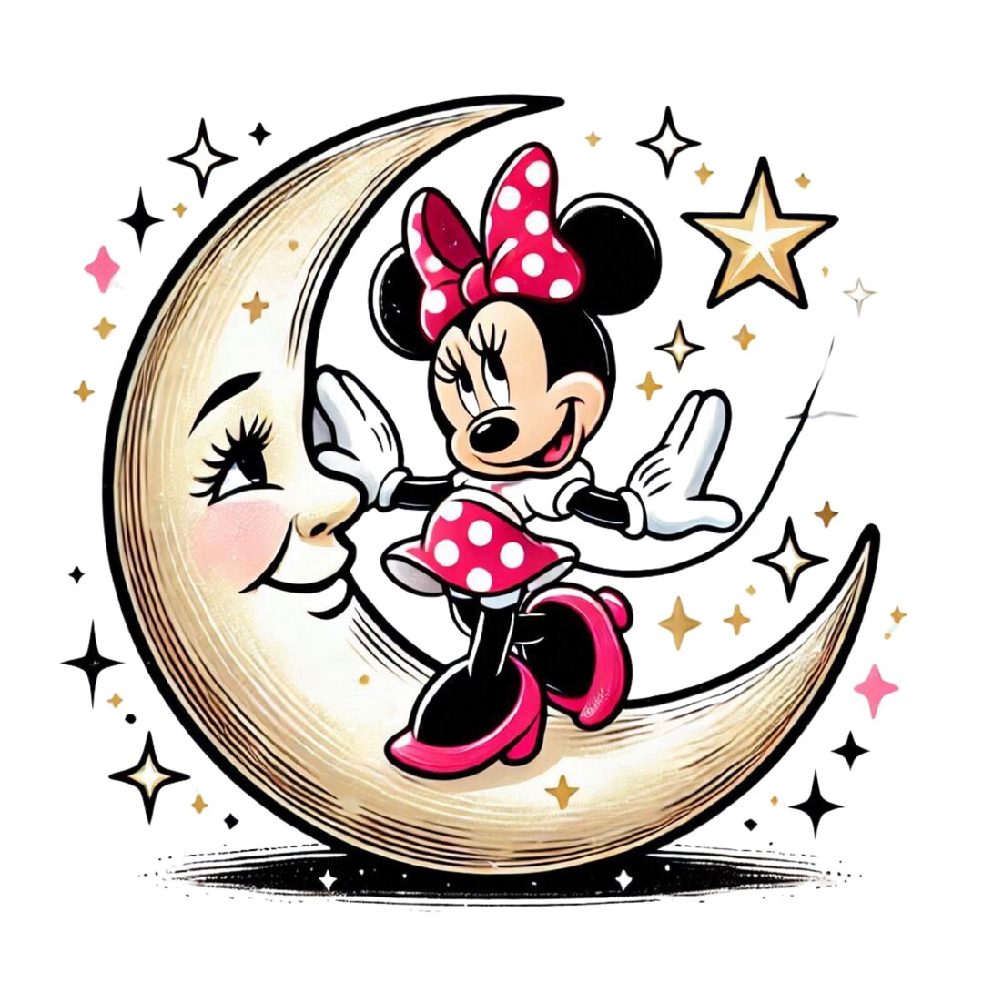 Minnie Mouse on the Moon Clipart, Minnie Mouse Png, Cute Mouse Clipart ...