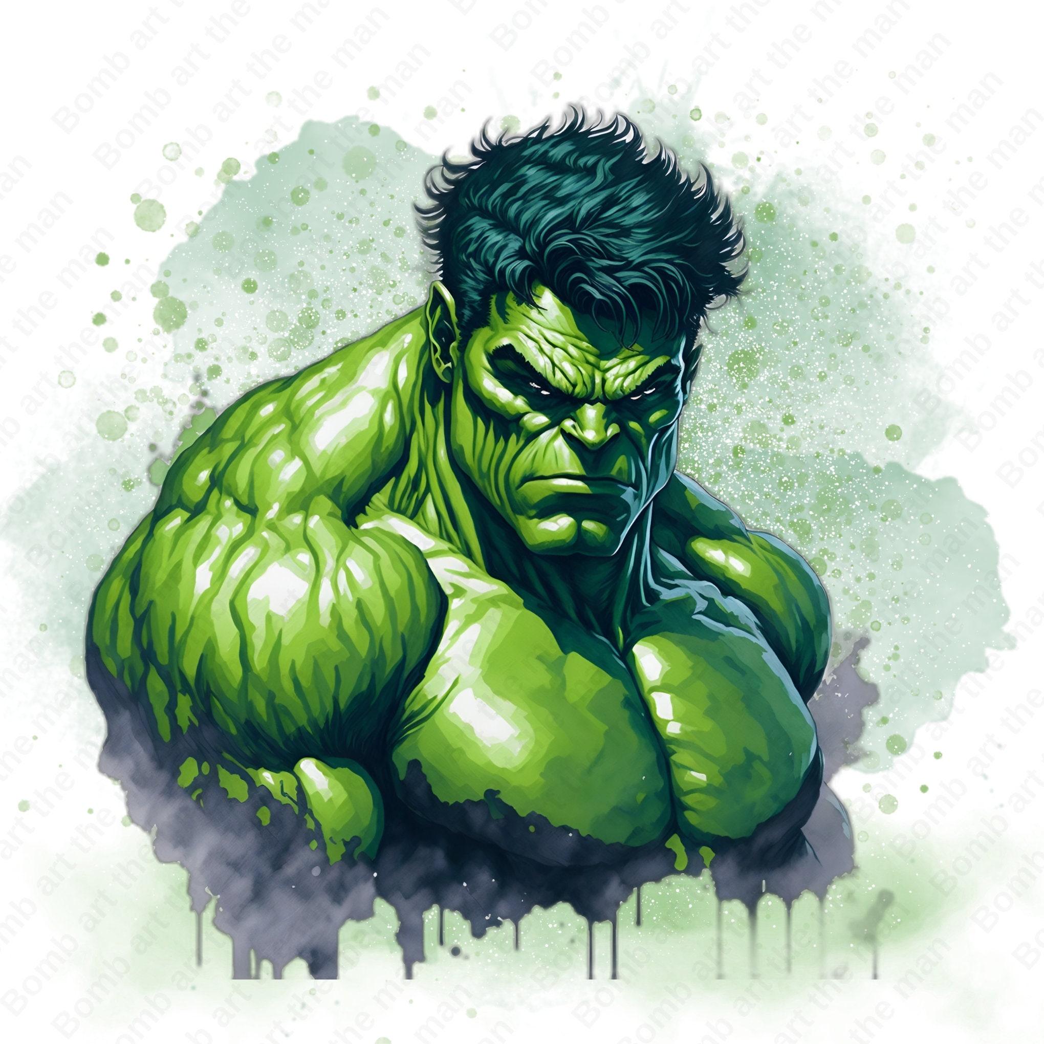 Hulk Clipart, Hulk Png, Watercolor Background, Super Hero Png, Instant ...
