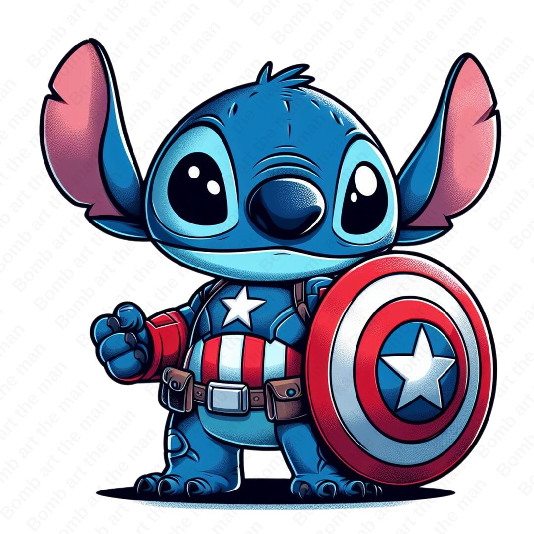 Stitch Hero Png, Stitch Clipart, Cute Stitch Design, Captain America ...