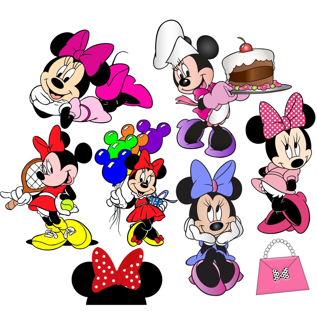 Minnie Mouse Png Bundle, Minnie Mouse Clipart Set, Cute Mouse Png ...