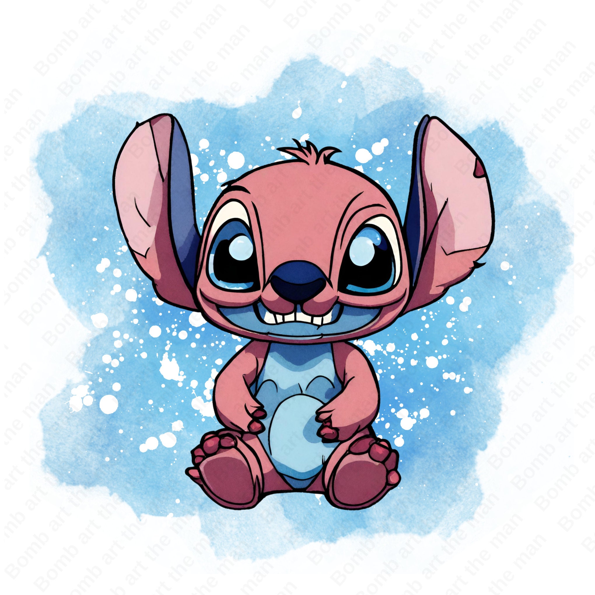 Stitch Angel Clipart, Stitch Angel Png, Watercolor Background, Instant ...
