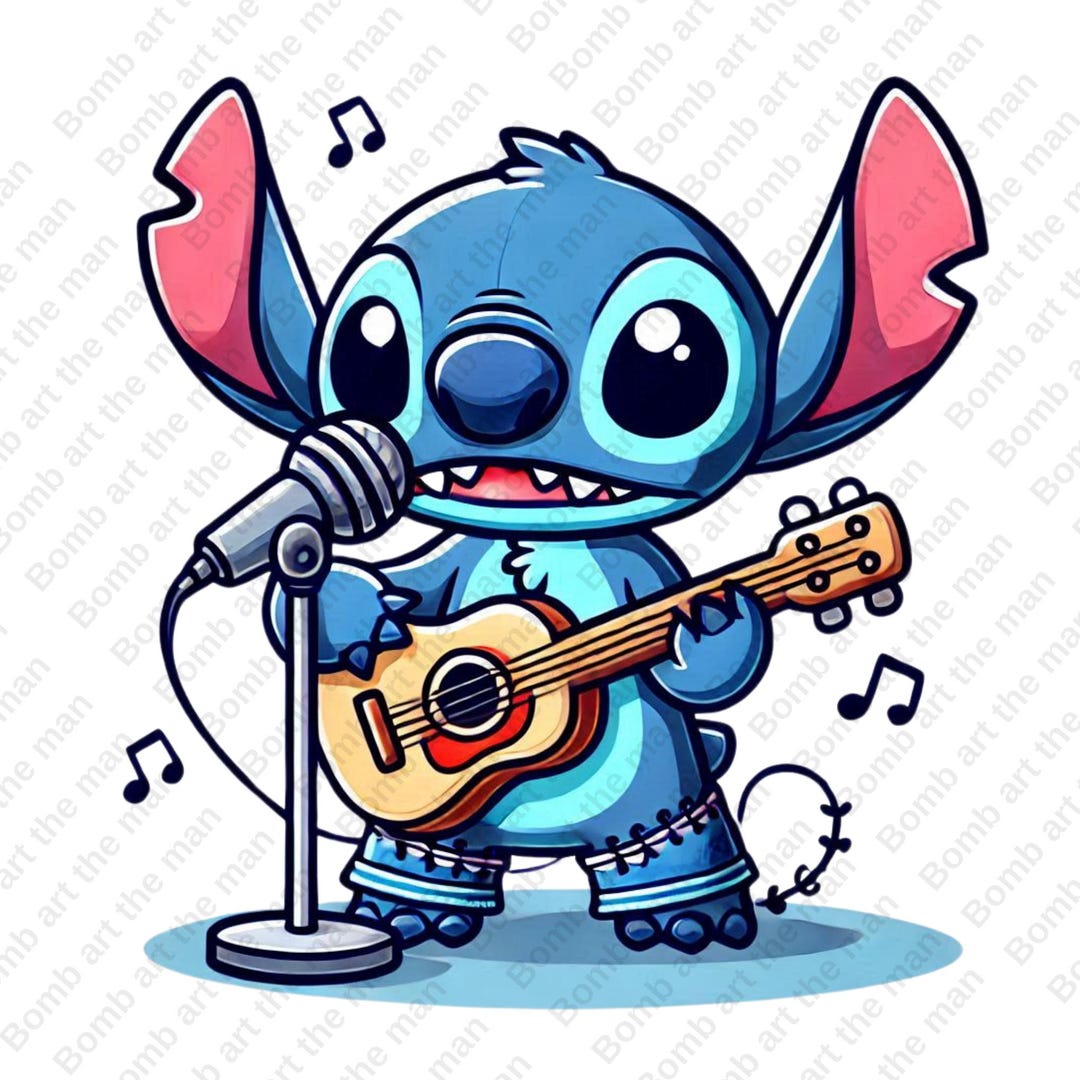 Cute Guitarist Stitch Clipart, Cute Stitch Png, Musician Stitch ...