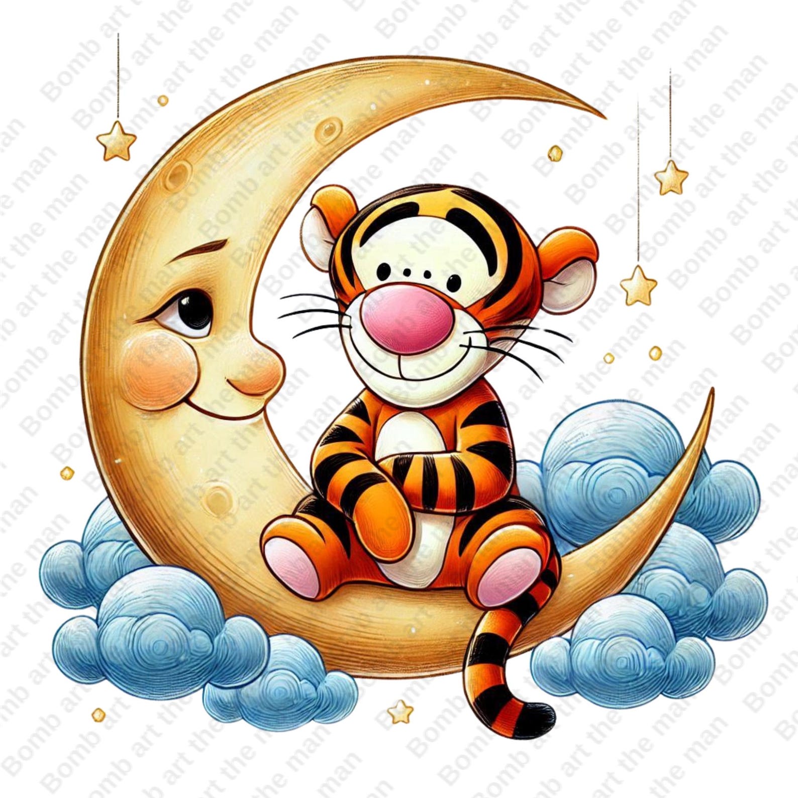 Tigger on the Moon Clipart, Winnie the Pooh Png, Cute Tigger Clipart ...