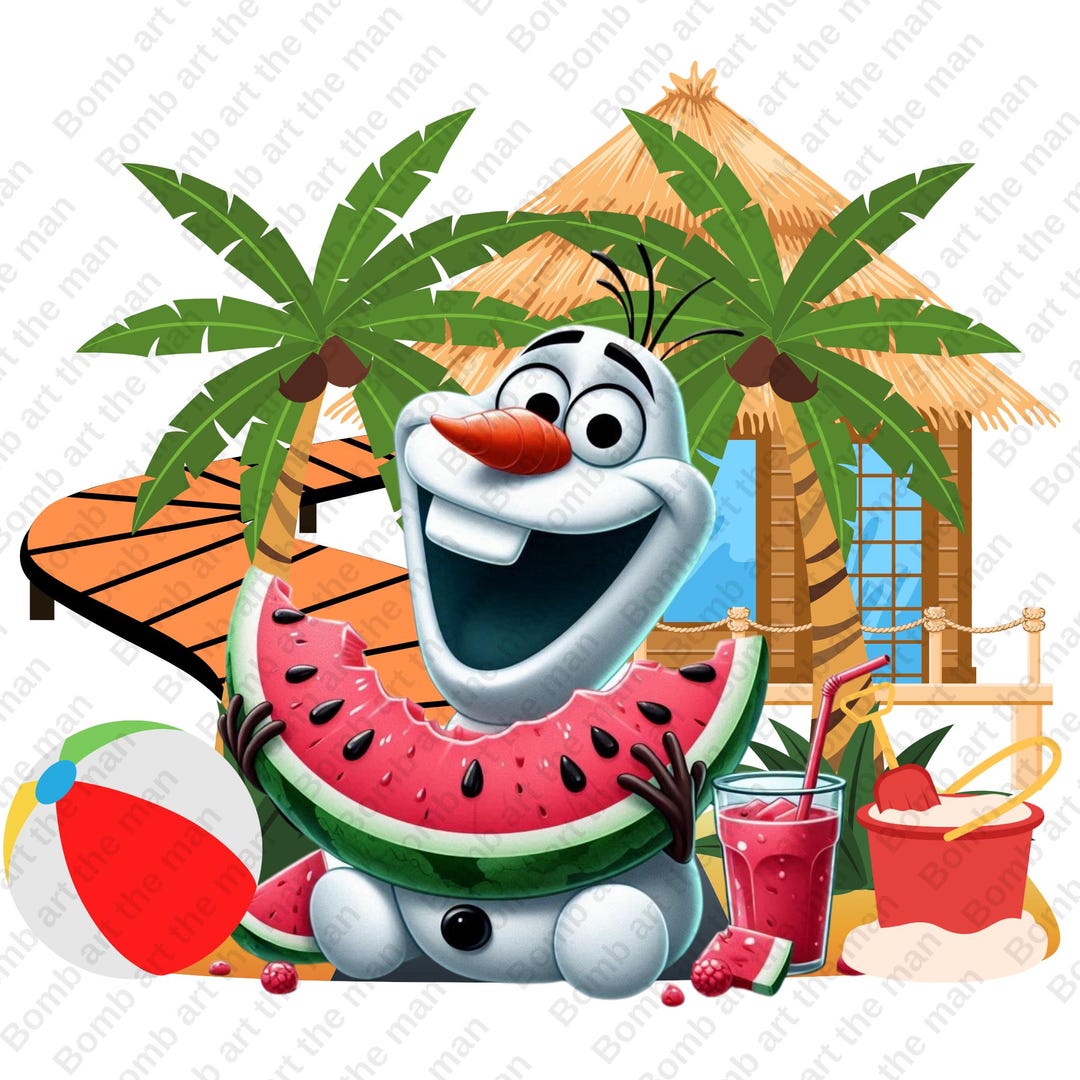 Olaf Funny Clipart, Olaf Eating Watermelon, Cute Summer Clipart, Frozen ...