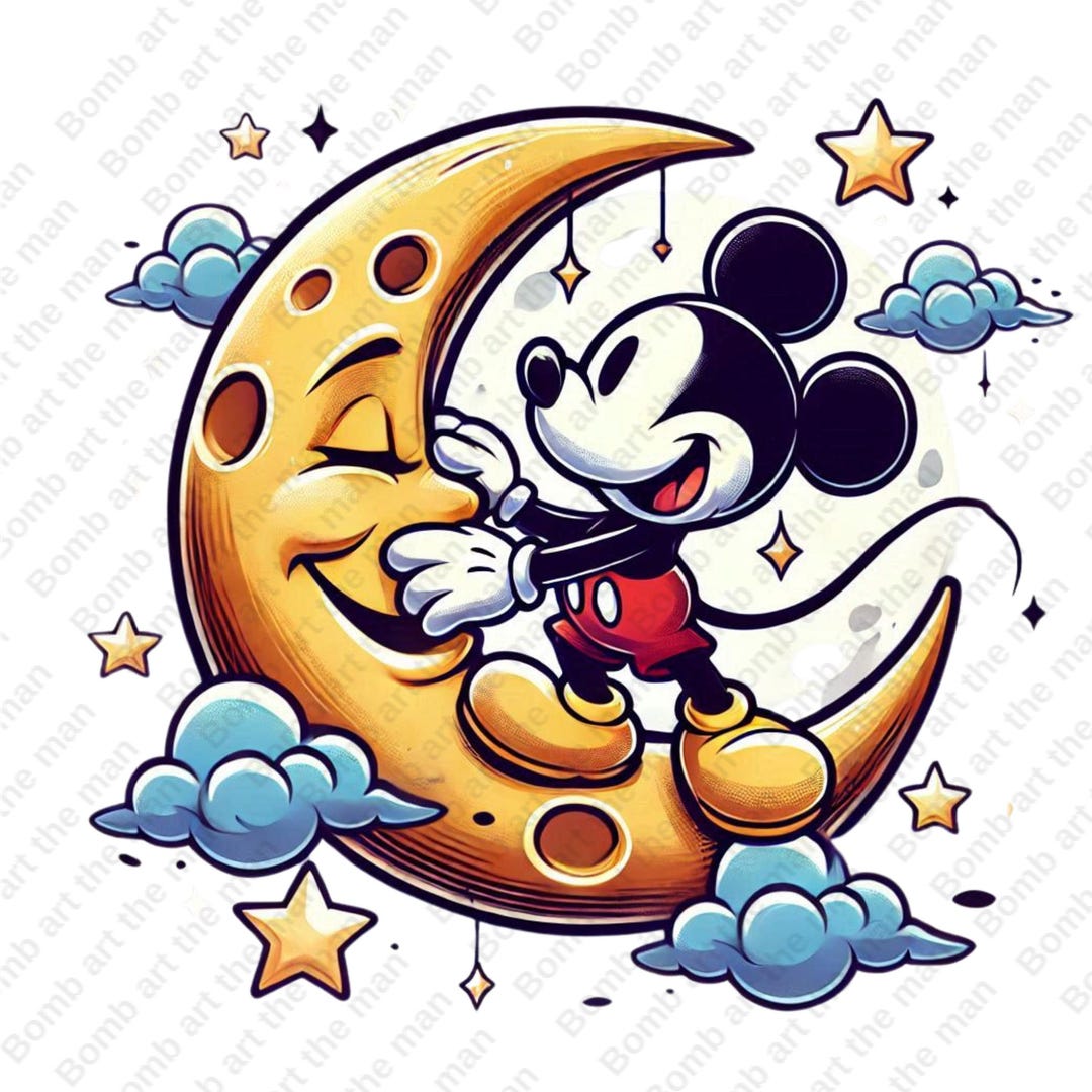 Mickey Mouse on the Moon Clipart, Mickey Mouse Png, Cute Bear Clipart ...
