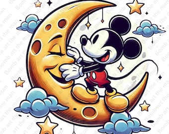 Mickey Mouse on the Moon Clipart, Mickey Mouse Png, Cute Bear Clipart ...