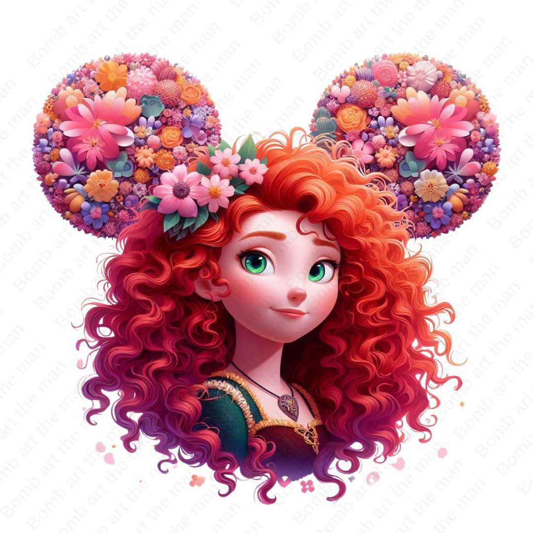 Princess Merida Clipart, Brave Png, Mouse Ear Design, Instant Download ...