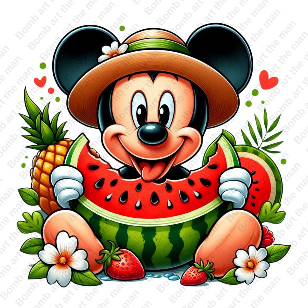 Mickey Mouse Funny Clipart, Mickey Mouse Eating Watermelon, Summer ...