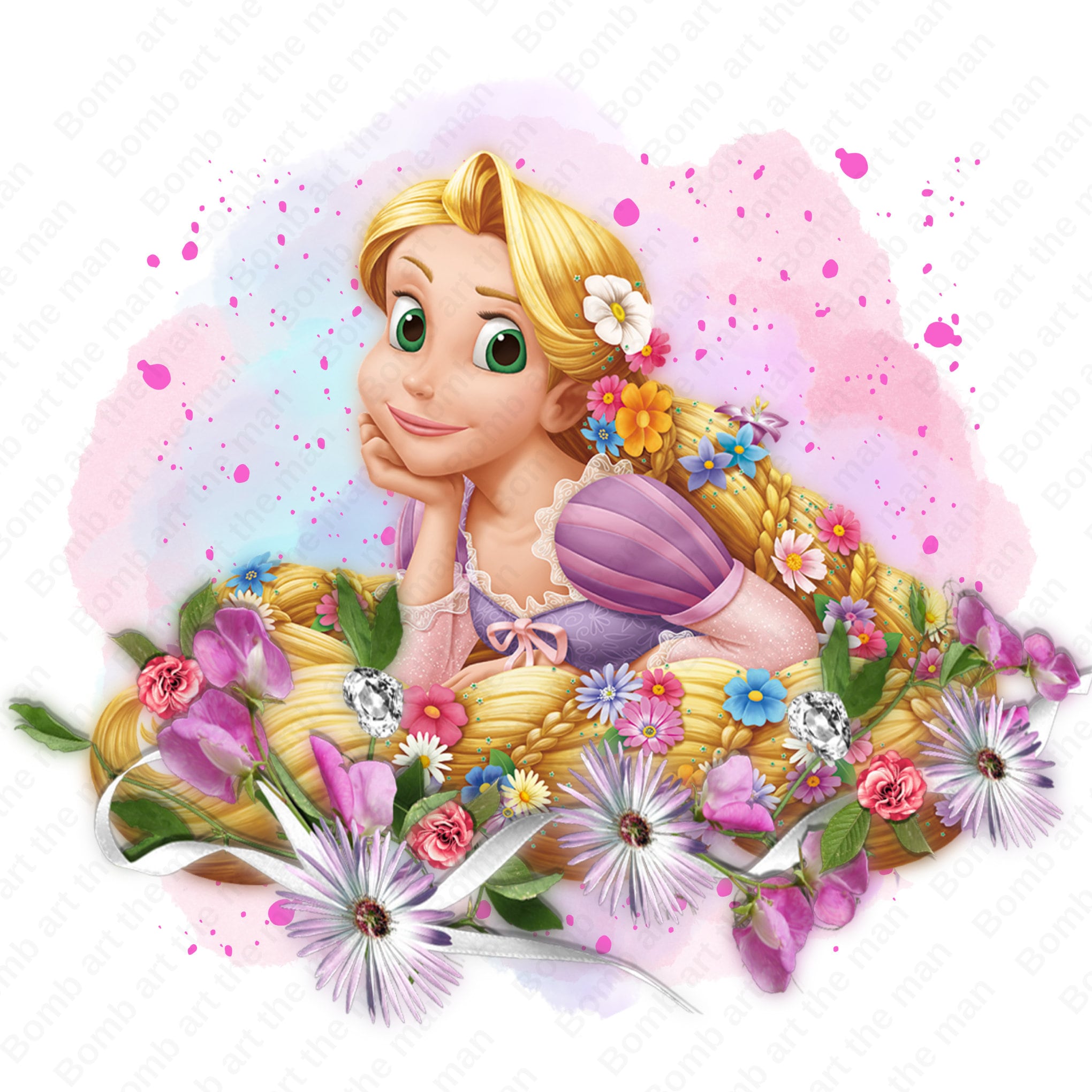 Rapunzel png, clipart enredado, png enredado, fondo de acuarela ...