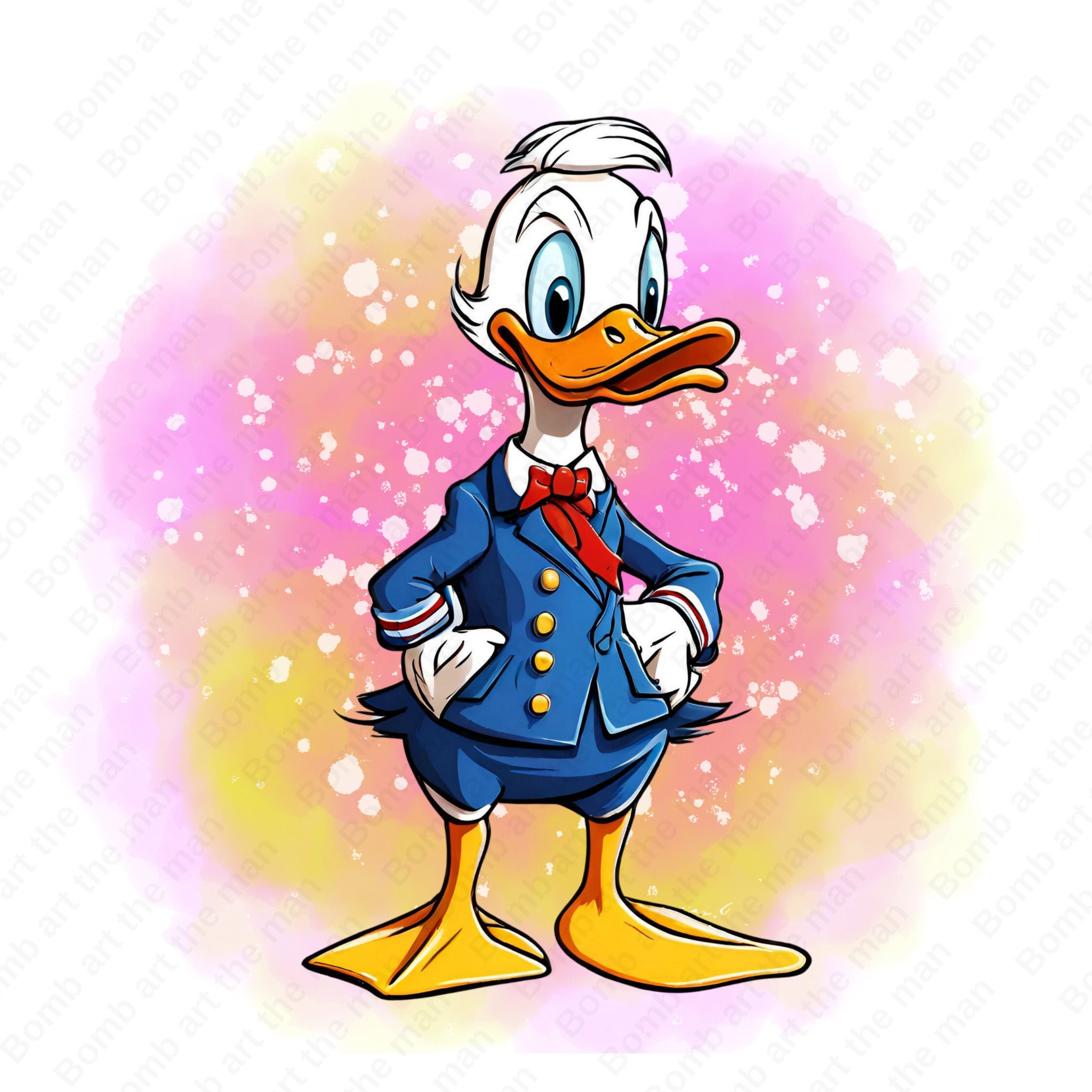 Cute Donald Duck Clipart Donald Duck Png Watercolor Etsy