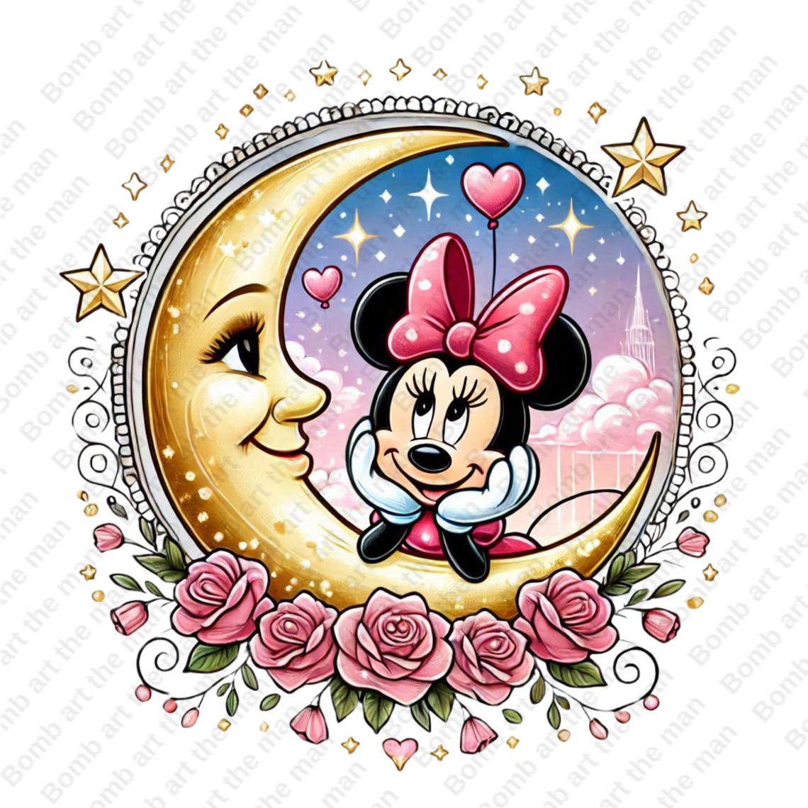 Minnie Mouse on the Moon Clipart, Minnie Mouse Png, Cute Mouse Clipart ...
