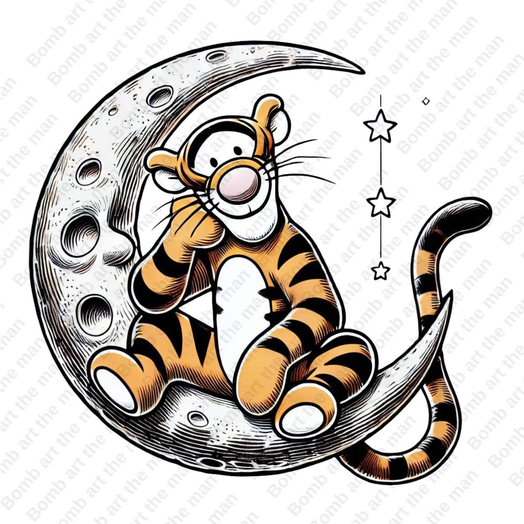 Tigger on the Moon Clipart, Winnie the Pooh Png, Cute Tigger Clipart ...