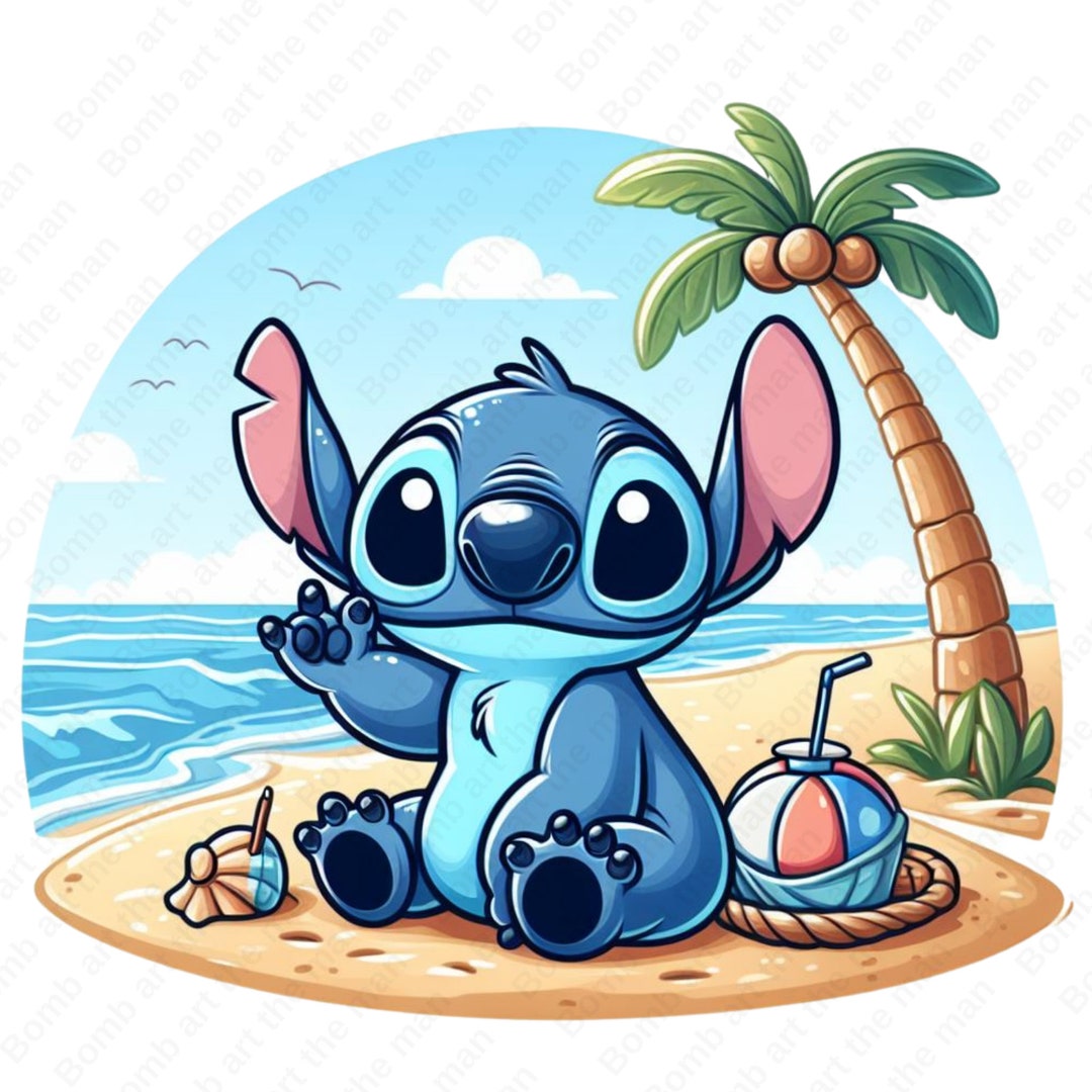 Stitch Summer Clipart, Cute Stitch Png, Transparent Design, Instant ...