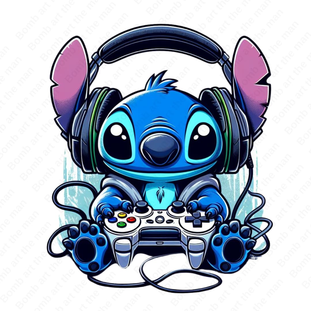 Stitch Clipart, Gamer Stitch Png, Cute Stitch Image, Transparent Design ...