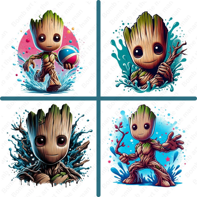 Groot Cute Clipart, Groot Png, Cute Cartoon Characters, 4 Pack Design ...