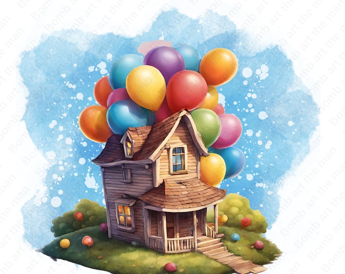 Up Balloon House Clipart, up Movie Png, up Movie Clipart, Instant ...