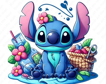 Cute Stitch Clipart, Stitch Png, Cute Cartoon Character, Transparent Design, Instant Download - Etsy