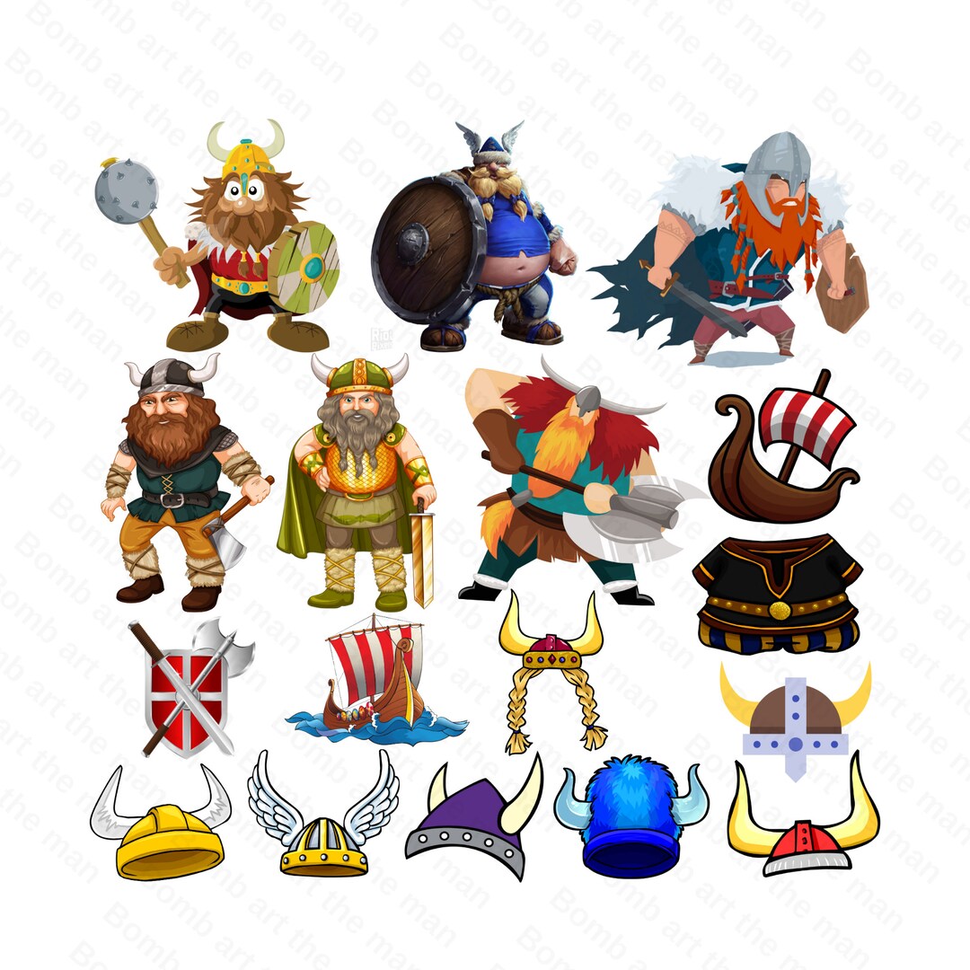 Vikings Png Bundle, Cartoon Vikings Clipart, Cute Vikings Png, Instant ...