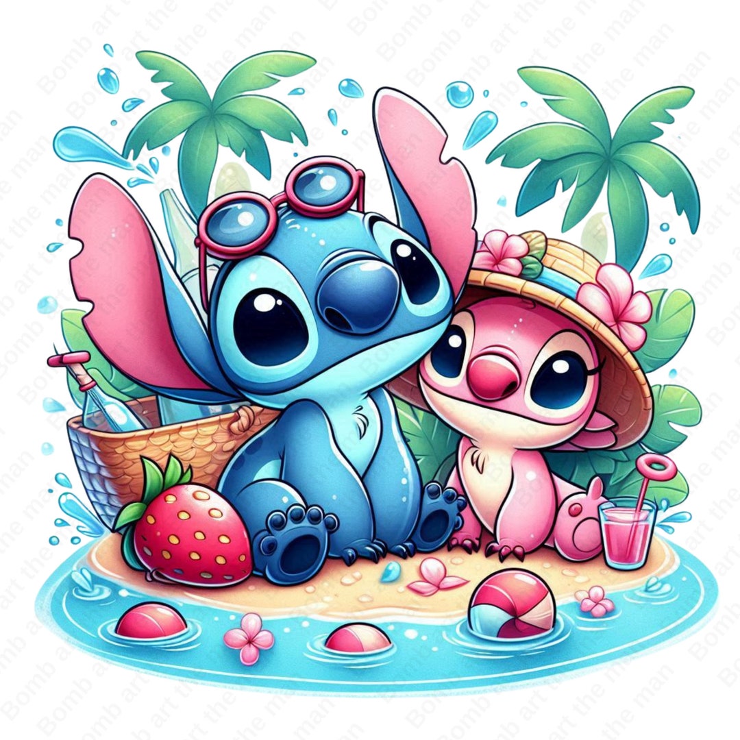 Stitch and Angel, Summer Clipart, Stitch and Angel Png, Transparent ...