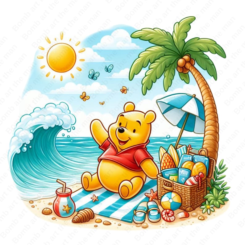 Winnie the Pooh Summer Clipart, Winnie the Pooh Png, Cartoon Holiday ...