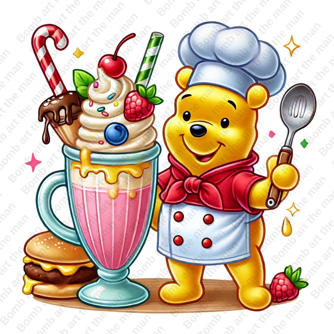 Winnie the Pooh Milkshake Clipart, Winnie the Pooh Kitchen Png, Cute ...