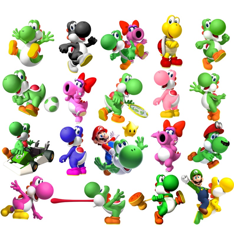 Yoshi Png Bundle, Super Mario Icons, Yoshi Clipart Set, Instant ...