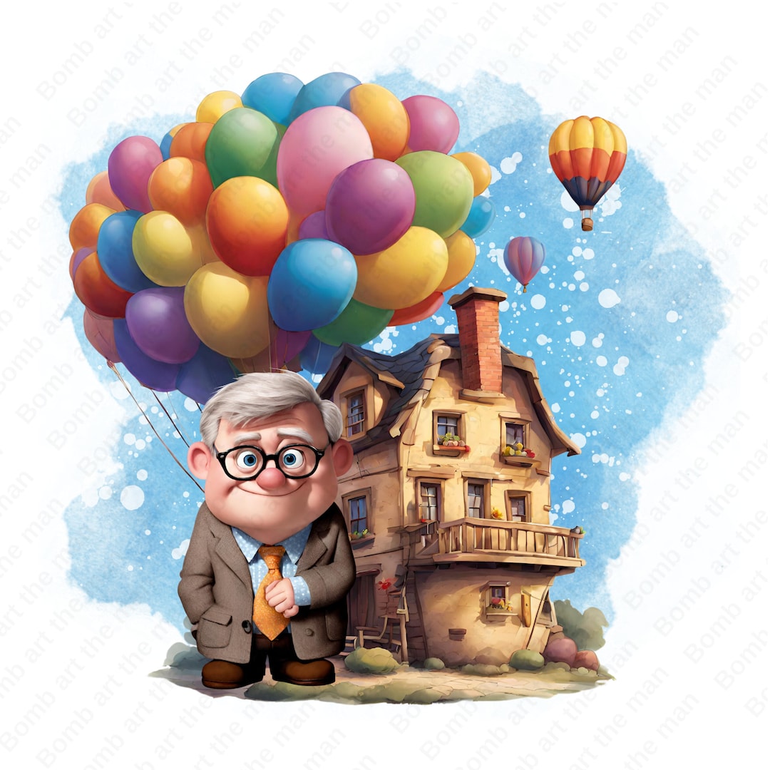 Up Png, Balloon House Clipart, Carl Fredrick Png, Watercolor Background ...