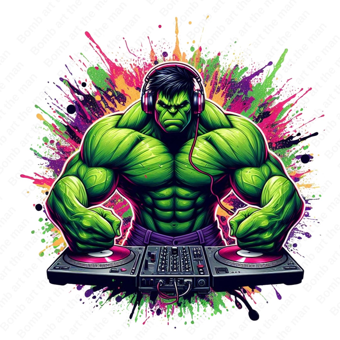 Hulk DJ Clipart, DJ Hulk Png, Super Hero Png, Hulk Splash Design ...