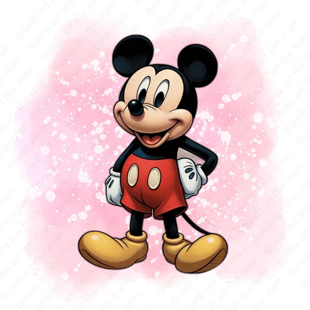 Cute Mickey Png, Mickey Mouse Clipart, Watercolor Background, Instant ...