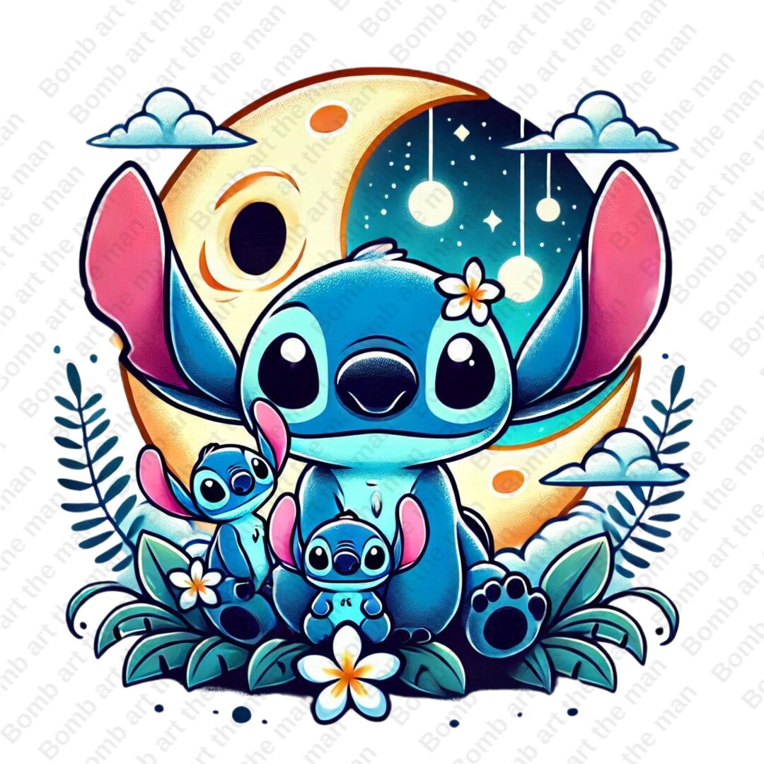 Stitch on the Moon Clipart, Stitch Png, Cute Stitch Clipart ...