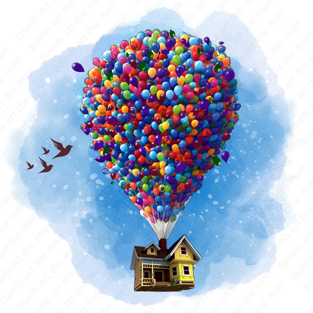 Up Balloon House Clipart, Watercolor Background, up Clipart, up Png ...