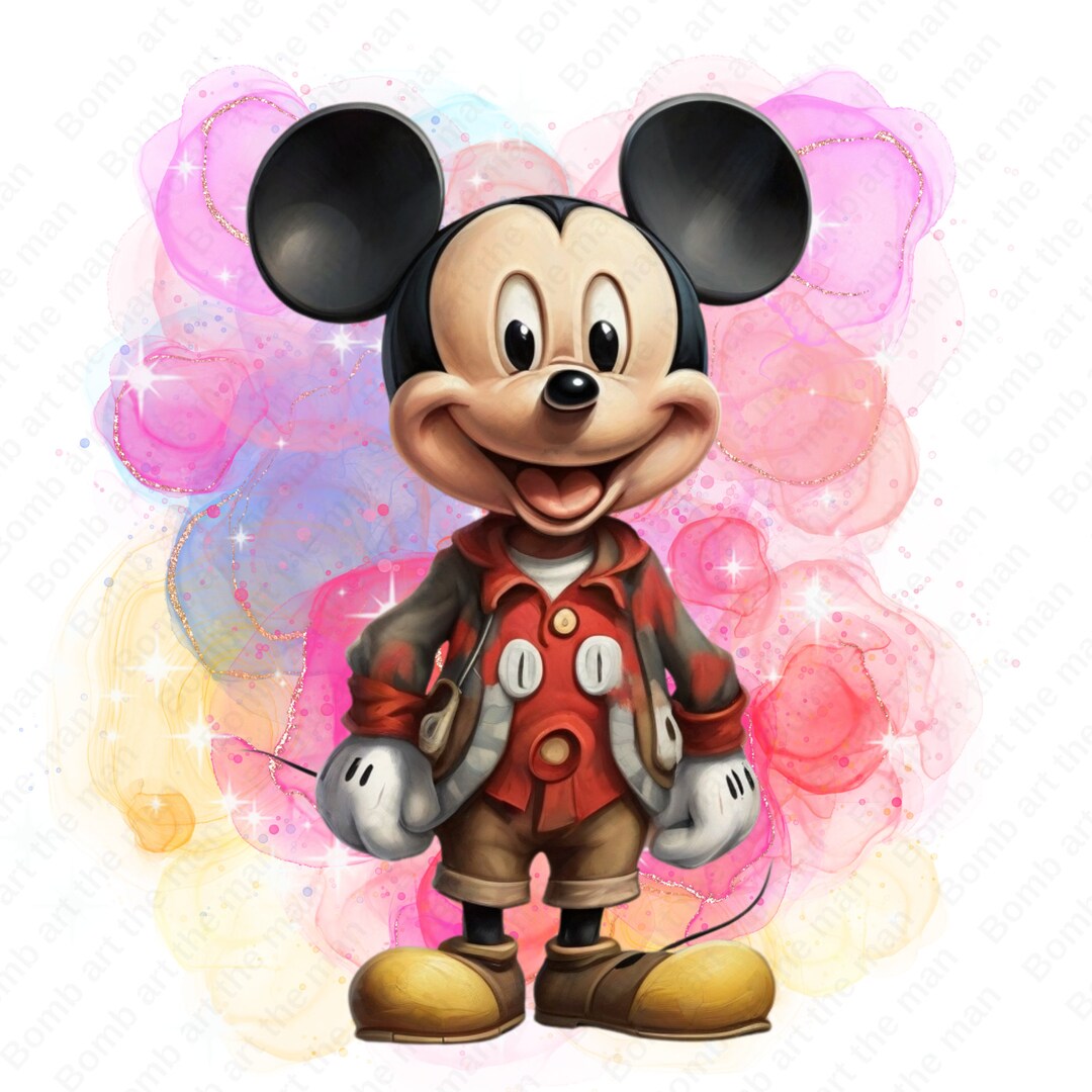 Mickey Mouse Clipart, Cute Mickey Mouse Png, Watercolor Design, Instant ...
