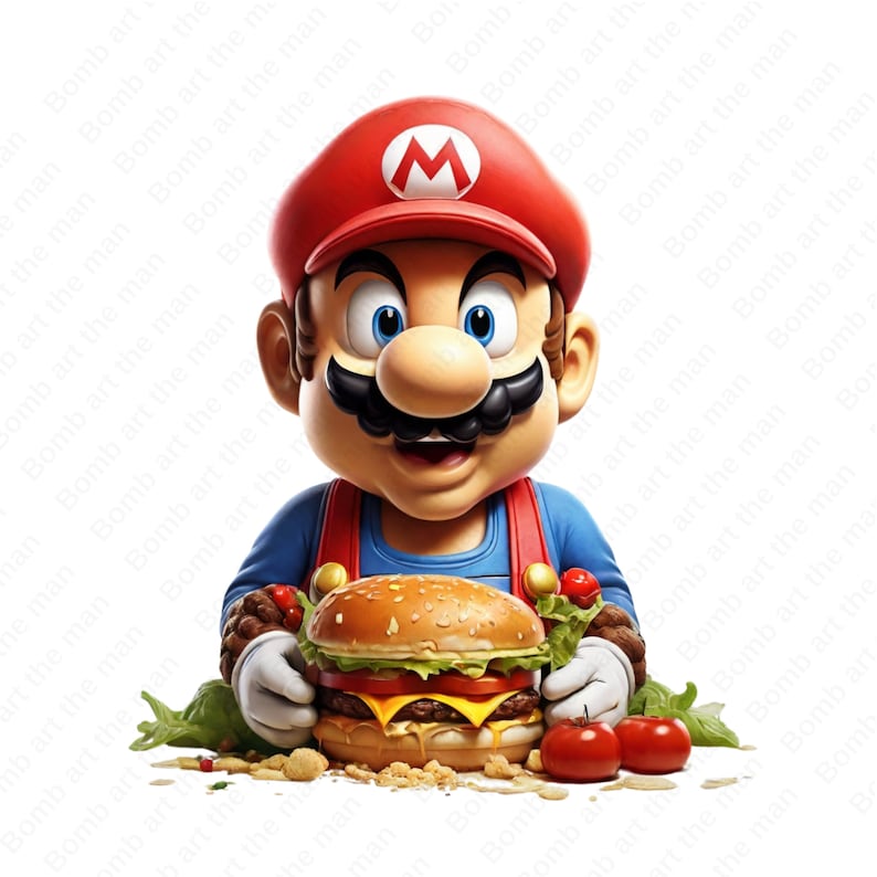 Super Mario Eating Burger Clipart, Super Mario Png, Burger Clipart ...