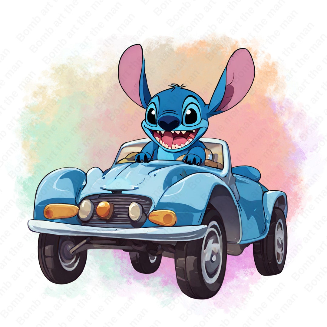 Driver Stitch Clipart, Cute Stitch Png, Watercolor Background, Instant ...