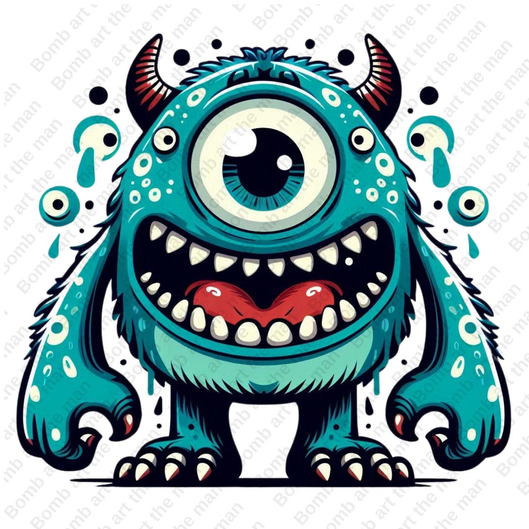 Cute Monster Clipart, Monster Png, Transparent Design, Instant Download ...