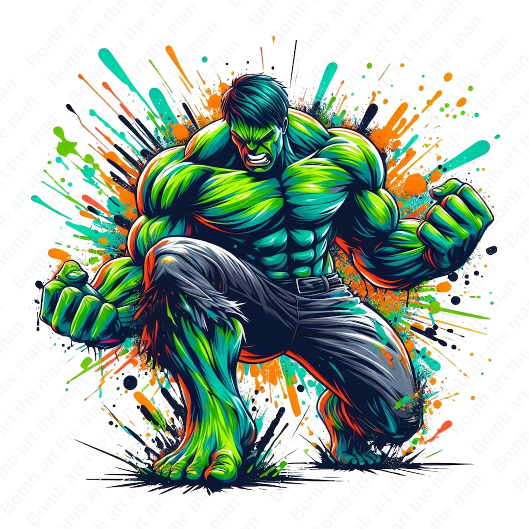 Hulk Clipart, Hulk Png, Super Hero Png, Hulk Splash Design, Instant ...