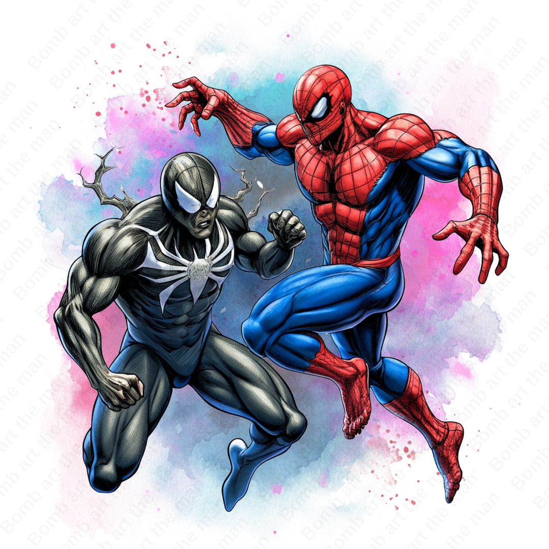 Spiderman and Venom Clipart, Spiderman Png, Venom Png, Hand-drawn ...