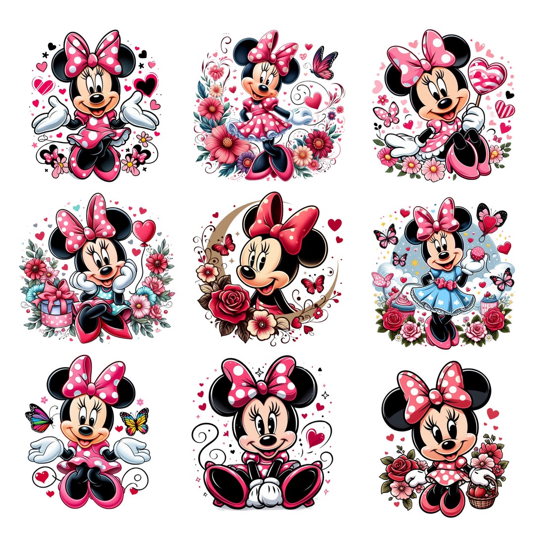 Minnie Mouse Clipart Set, Minnie Mouse Png Bundle, 9 Pcs, Instant ...